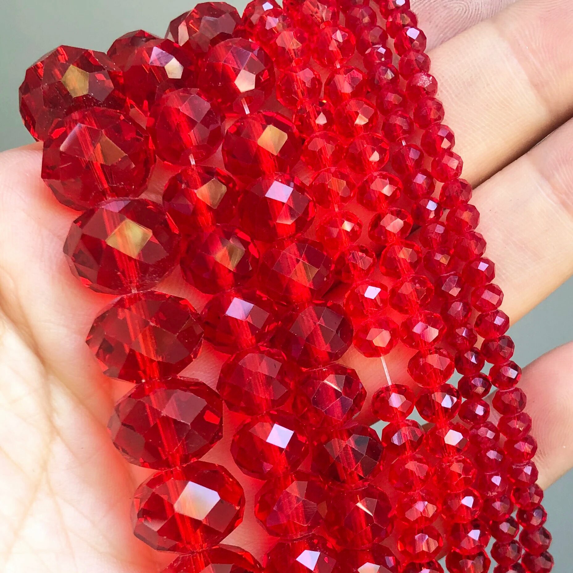 Бусины нефрит красные Рондель Xilitata 3 4 6 8 мм Красный, 6mm (approx 91pcs), red