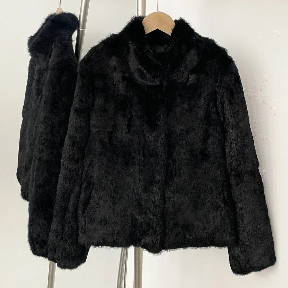 Женская Куртка OFTBUY Из Натурального Меха Кролика, Зимнее Пальто В Уличном Стиле, С Воротником-стойкой, Двустороннее, Теплое