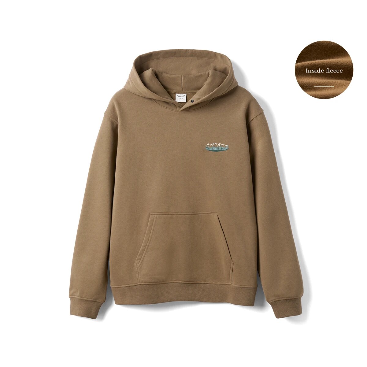 SIMWOOD Мужская теплая толстовка с капюшоном 340 г/м2, толстая флисовая подкладка, негабаритная толстовка с горным принтом, зимняя повседневная толстовка для мужчин