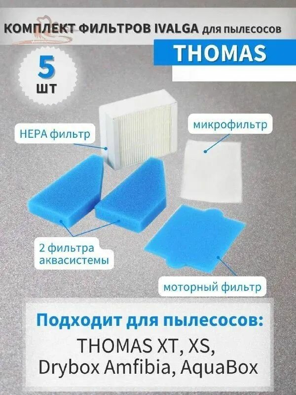 HEPA фильтр (набор) для пылесоса Thomas Twin XT, Vestfalia XT, Parkett Master/Prestige XT, Mistral XS, 787241 набор фильтров
