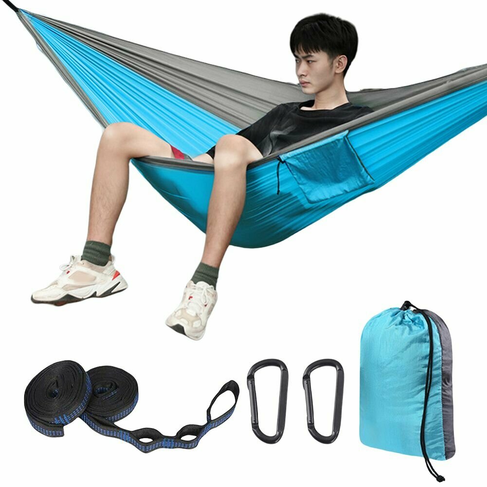 Паракордовый подвесной гамак-кровать из нейлоновой парашютной ткани, 270 140 см, до 200 кг