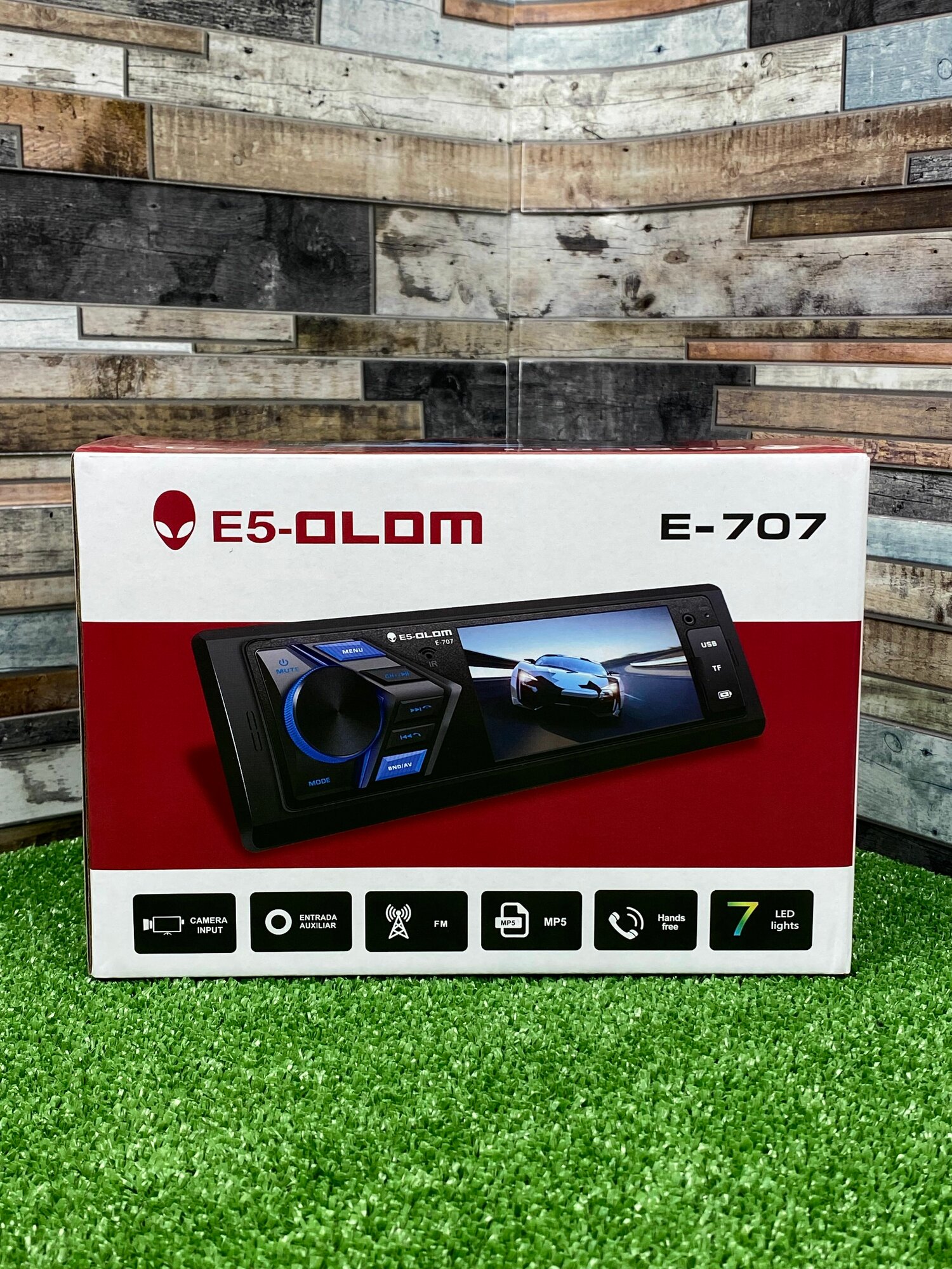 Автомагнитола E5-OLOM E707, 1DIN, черный, с камерой заднего вида