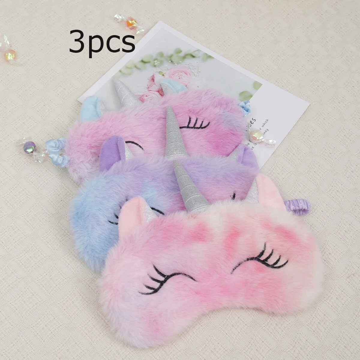 Детская маска для сна единорог 3pcs