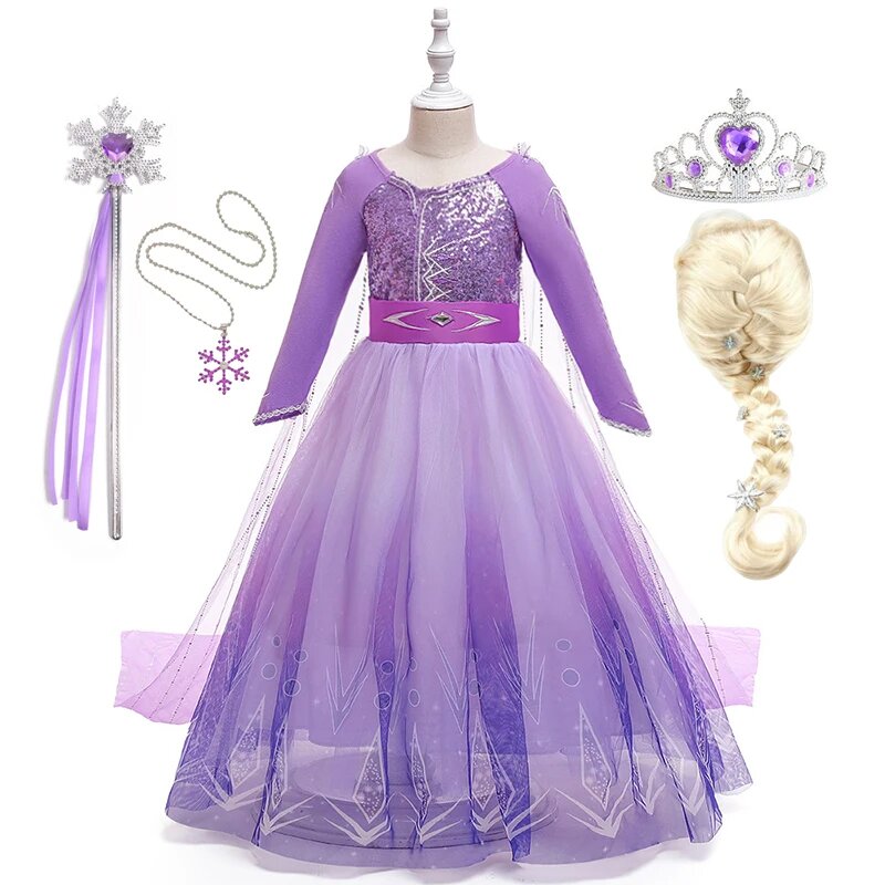 Платье принцессы Эльзы Disney Size 140(7-8T), Сиреневый, Purple Elsa Set I