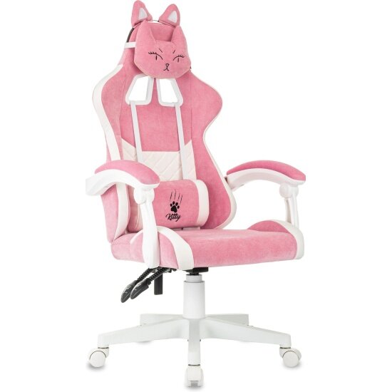Кресло геймерское Knight Kitty W Fabric розовый. молочный