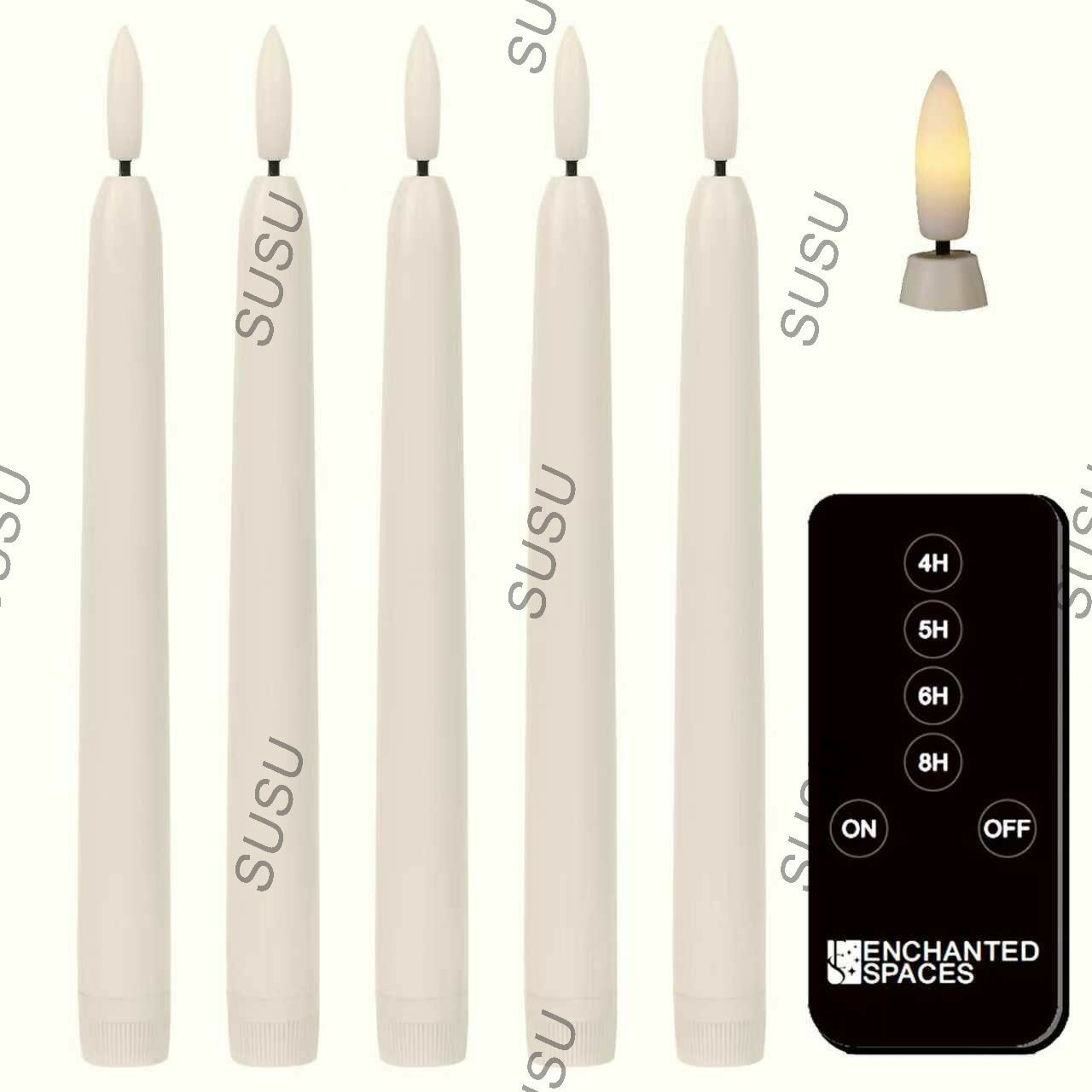 Беспламенные конусообразные свечи цвета слоновой кости с дистанционным управлением, пластиковая упаковка из 3 светодиодных конусообразных свечей, Рождественский домашний свадебный декор