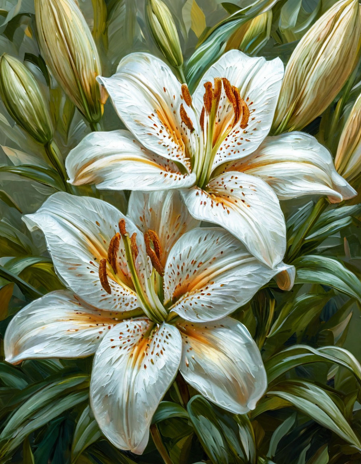 Картина по номерам "Лилии", хлопковый холст на подрамнике 40х50 см, акрил, 000 Art Hobby Home