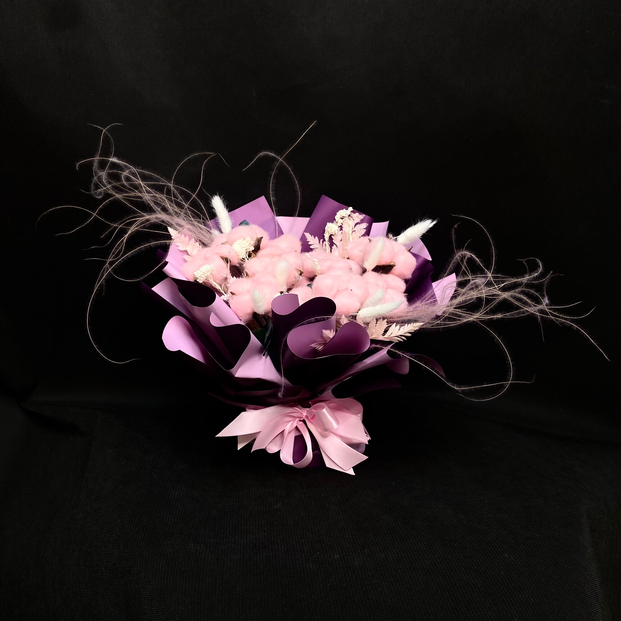 Композиция из сухоцветов / Сборный букет из сухоцветов / Букет из стабилизированных цветов / Хлопок, лагурус, эвкалипт