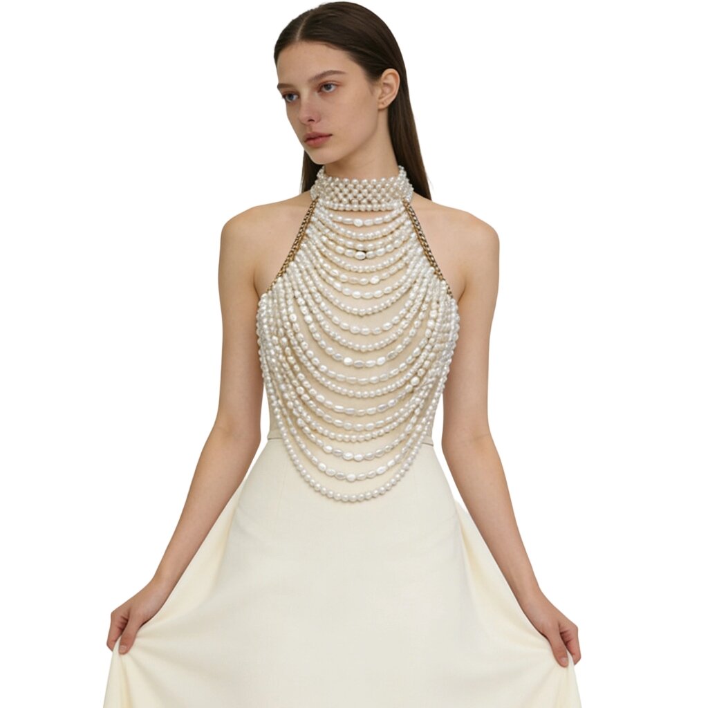 Модная цепочка для бикини, пляжная цепочка для тела, бюстгальтер с жемчугом, цепочка на грудь, аксессуары для тела, ювелирные изделия для рейв-вечеринок, пляжная клубная одежда