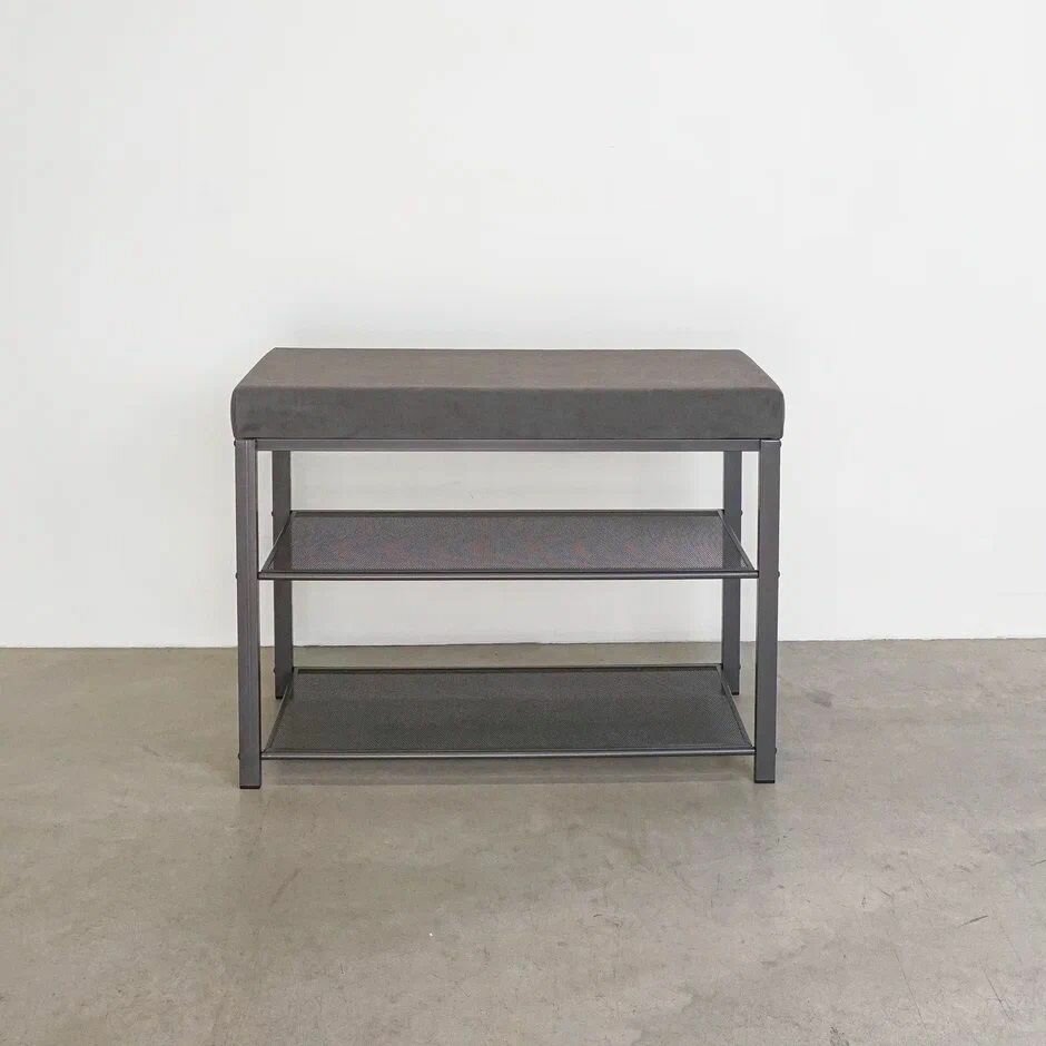 Этажерка для обуви ЗМИ Металлическая, 2 полки и мягкое сиденье, 0,67х0,49 м, цвет графит и серый (БТ23СГрС*1)