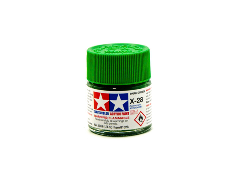 X-28 Park Green gloss, acrylic paint mini 10 ml. (Травянистый Зелёный глянцевый) Tamiya 81528