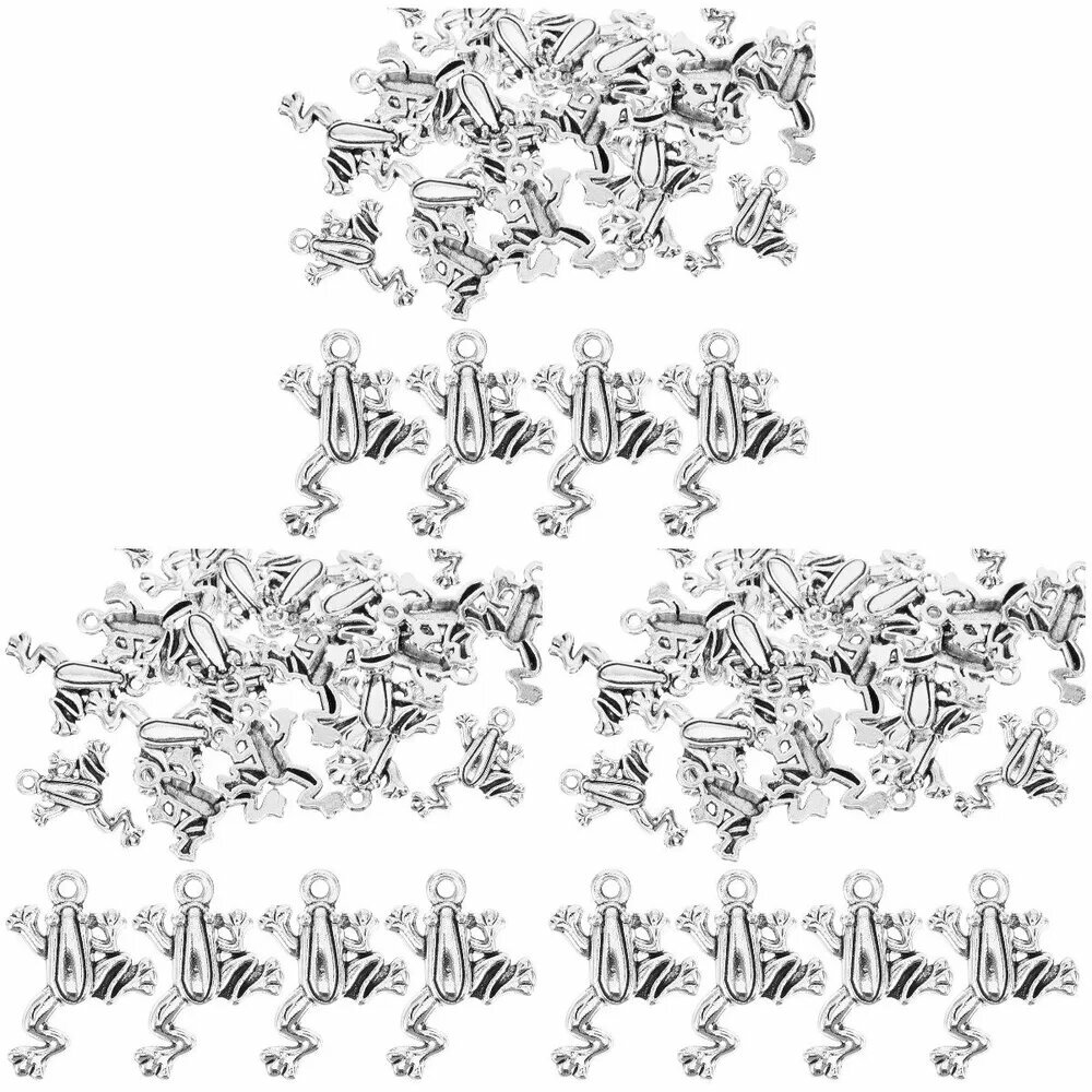 Серебристые подвески лягушка из цинкового сплава для изготовления браслетов и украшений 150 шт