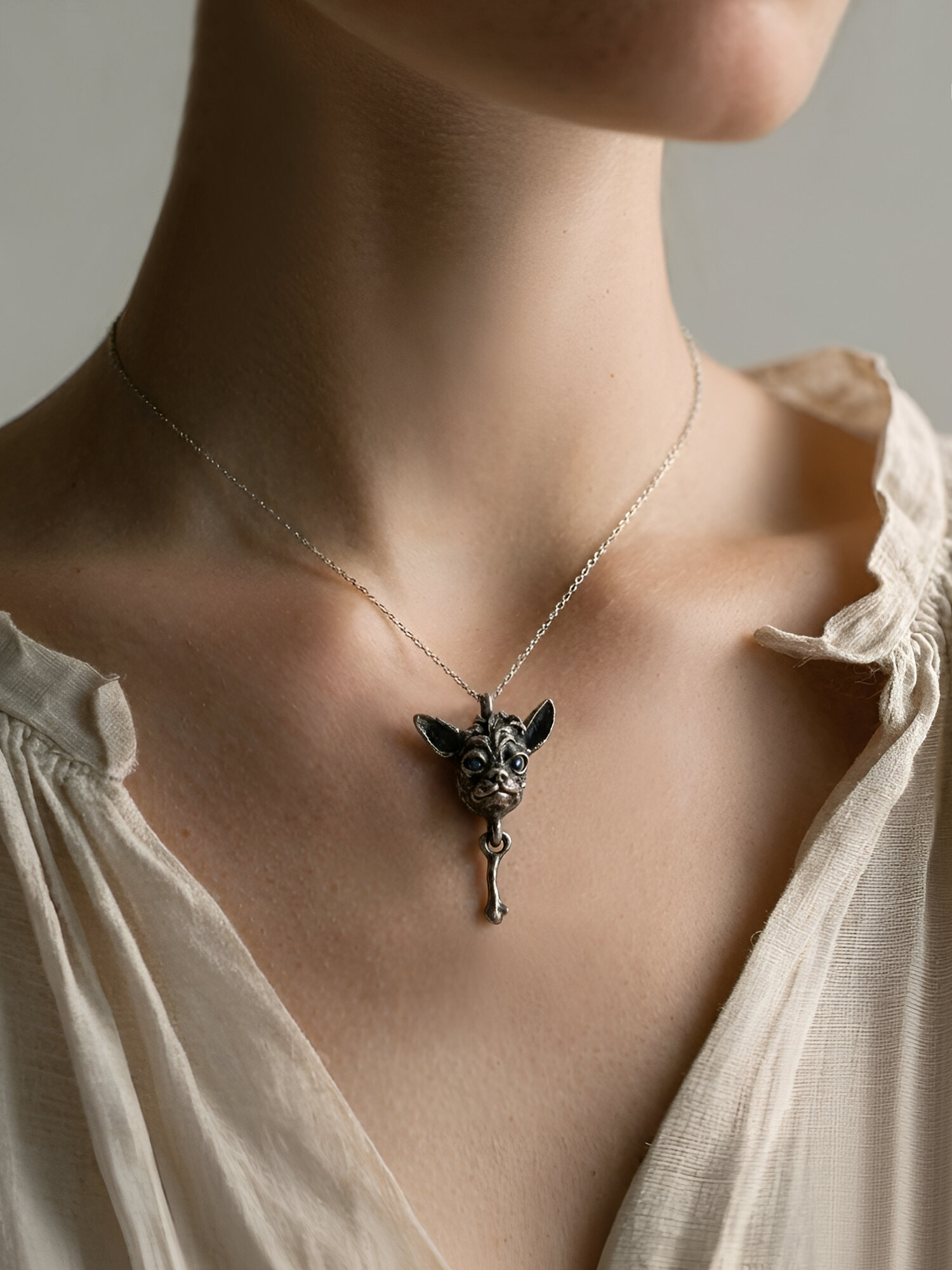 Подвеска, серебро, 925 проба, оксидирование, шпинель синтетическая