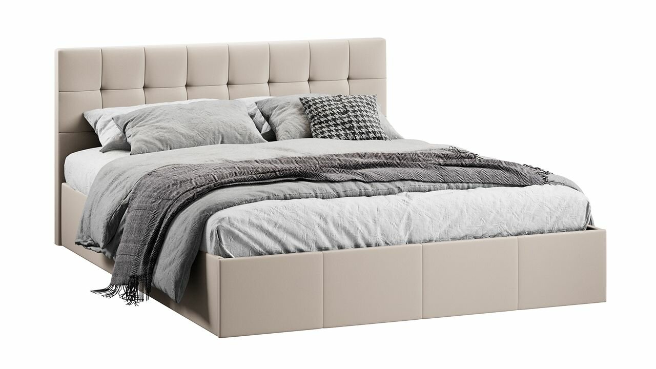 Кровать с ПМ Эмма (с подъемным механизмом) с заглушиной Велюр Confetti Cream