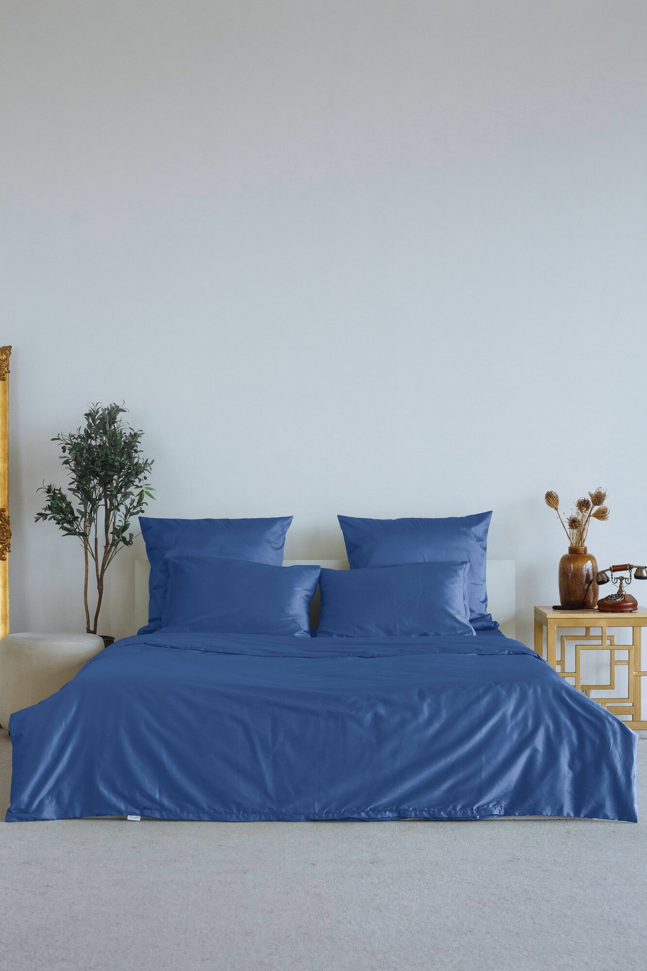 " индиго " простынь 220х240, 2 спальная двухспальная, 100% египетский хлопок, мако сатин сатин