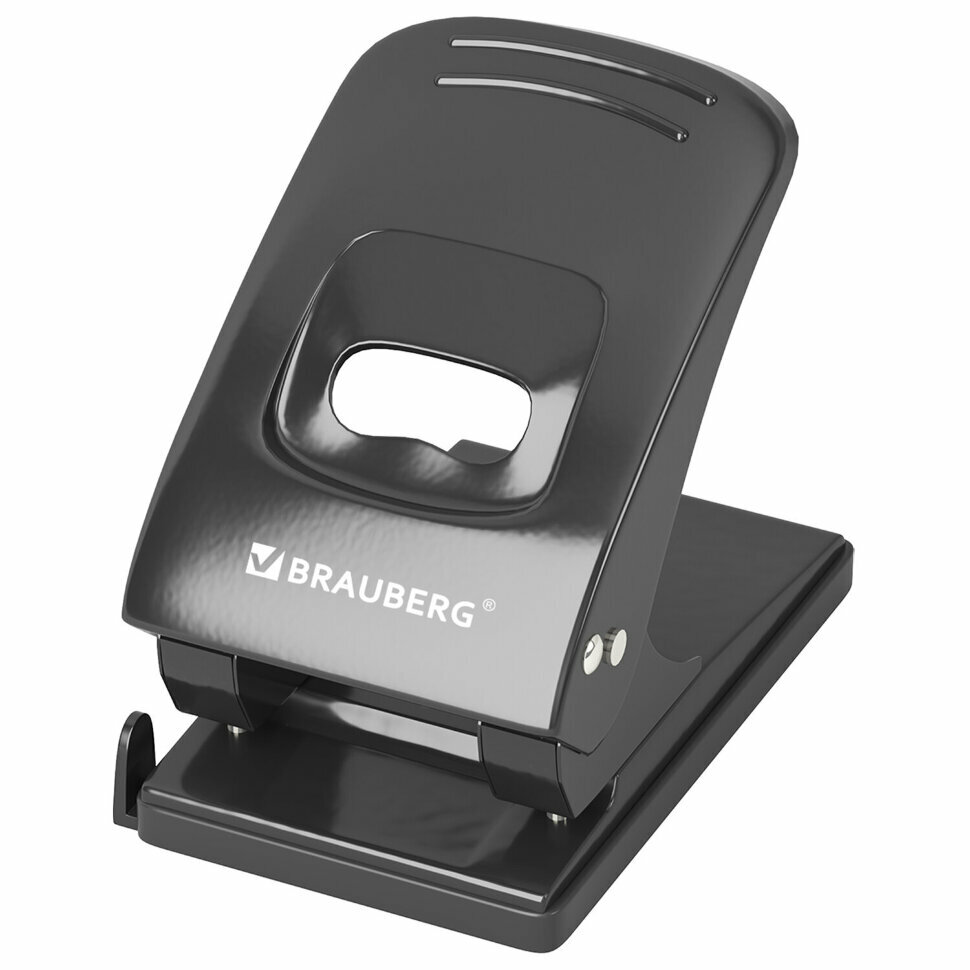 Дырокол металлический BRAUBERG "Office style", до 60 листов, черный, 273956, 273956