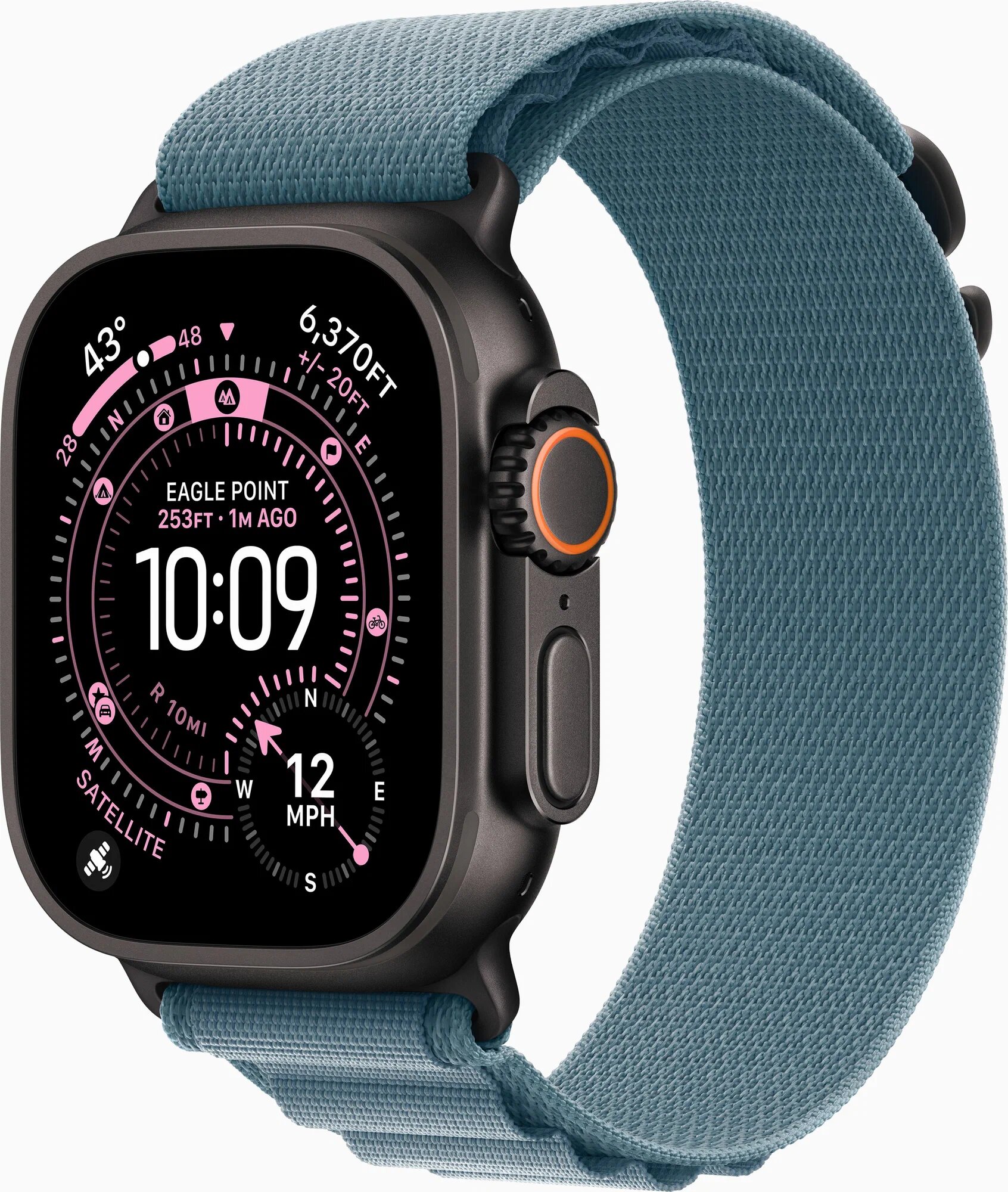 Умные часы Apple Watch Ultra 3 (2025) 49 мм GPS+Cellular, Black Titanium Case with Light Blue Alpine Loop M