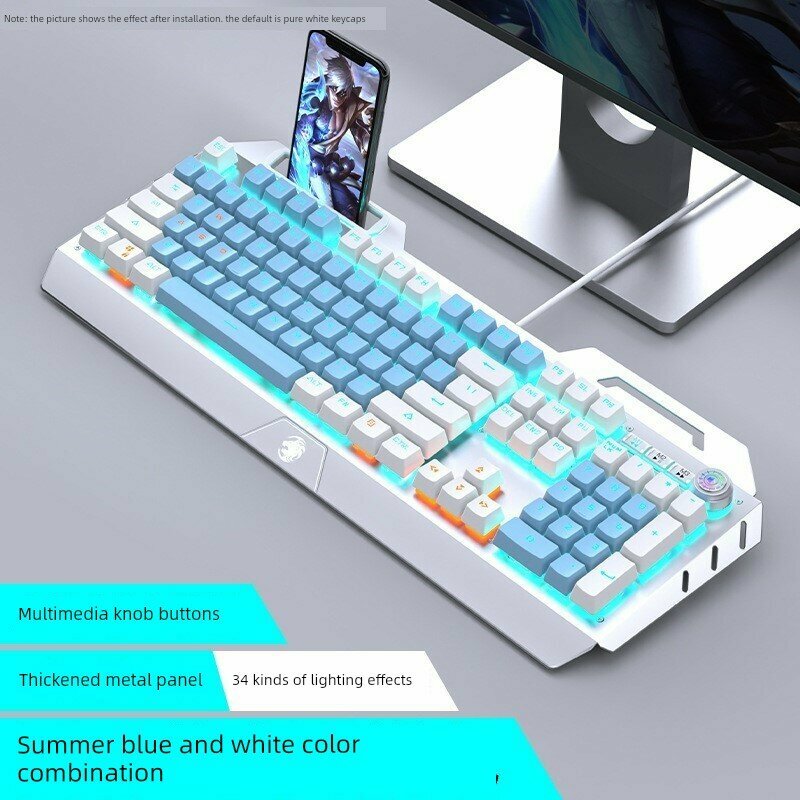 Механическая клавиатура с переключателями Cherry MX Blue для ASUS ROG Zephyrus, сине-белый цвет, многофункциональный