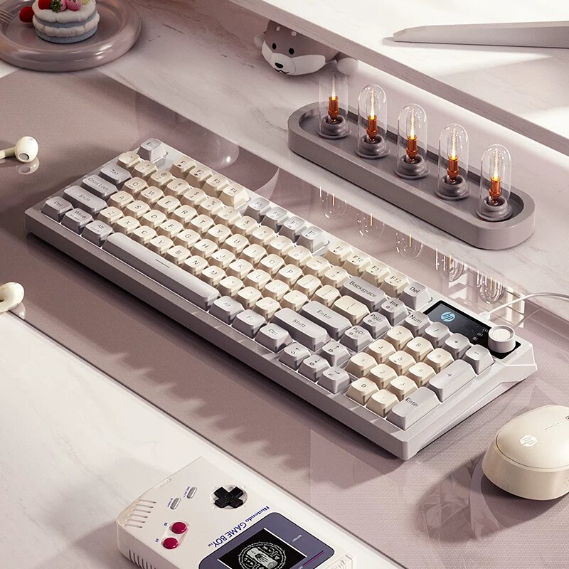 Официальный набор клавиатуры и мыши HP с механическим дизайном, игровым стилем, проводным подключением, белой