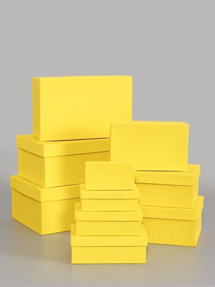 Набор подарочных коробок 10 в 1, прямоугольная, жёлтая, 30×19×12 - 12×6.5×4 см