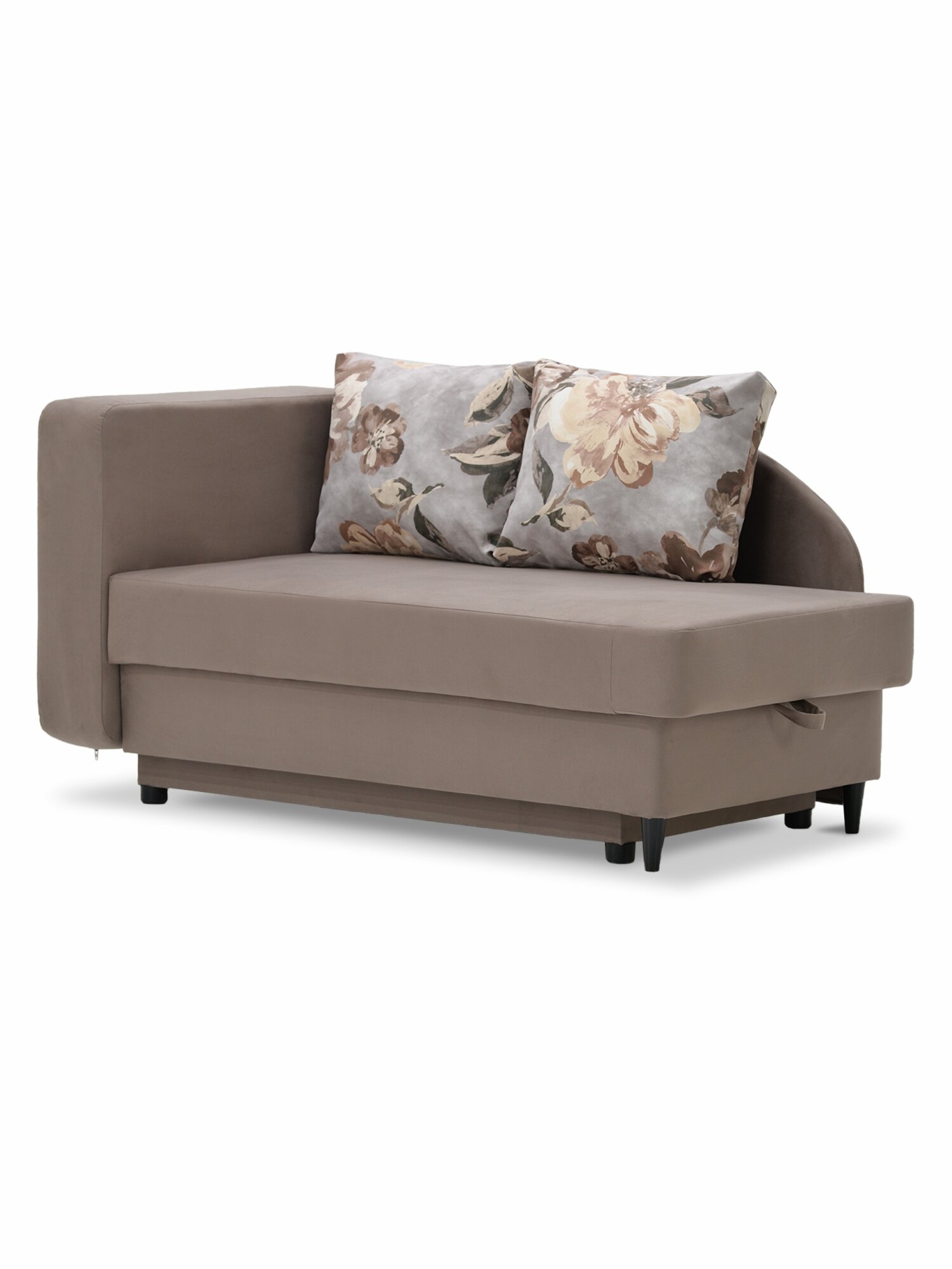 Кушетка Иби размер 147х76х77 см, спальное место:190х72см, левый, велюр коричневый