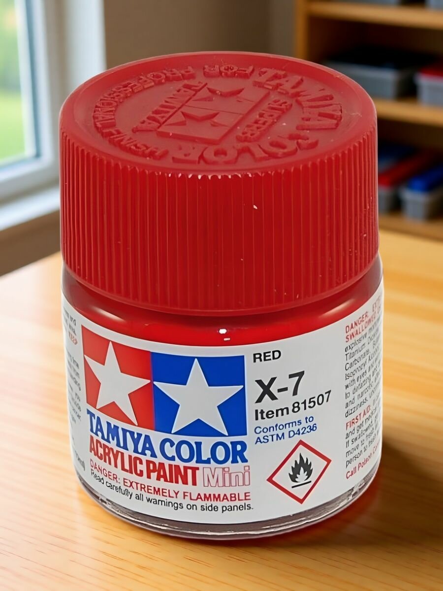 X-7 Red (Красная Глянцевая) акриловая краска, 10 мл.