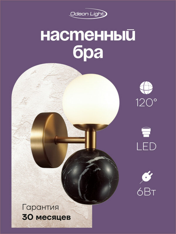 Настенный светильник ODEON LIGHT LOLLA 4361/6WL LED 6W латунь