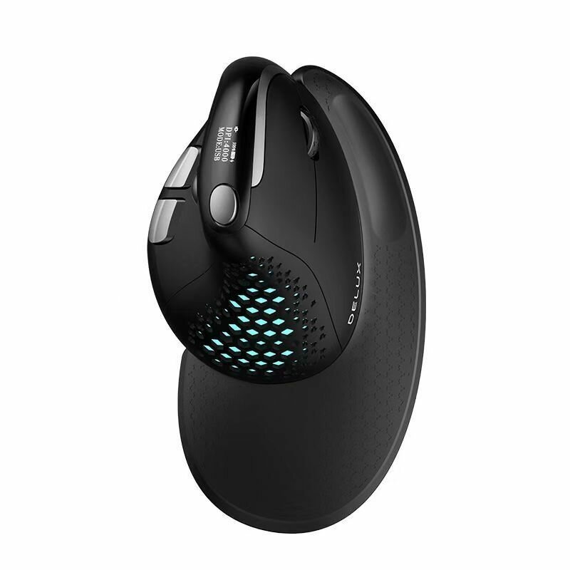 Беспроводная игровая мышь DELUX SEEKER M618XSD с OLED-дисплеем, черная