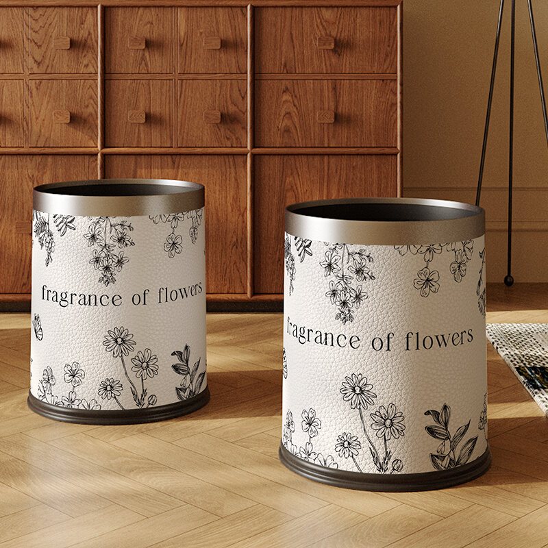 Кожаный мусорный бак с высокой эстетической ценностью для использования в гостиной, роскошный и элитный, в американском винтажном стиле, большой мусорный бак для спальни.