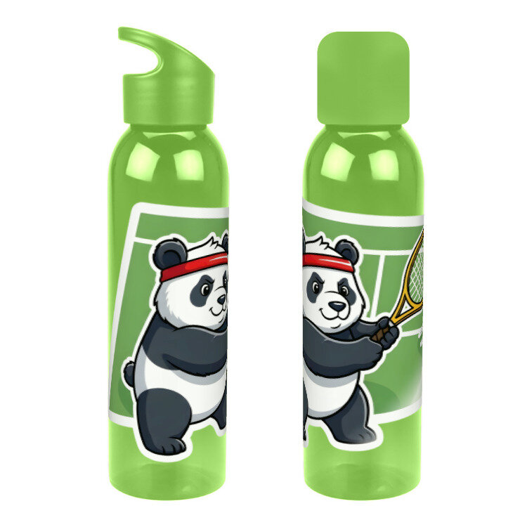Бутылка для воды «Панда играет в теннис с ракеткой» (зеленый)