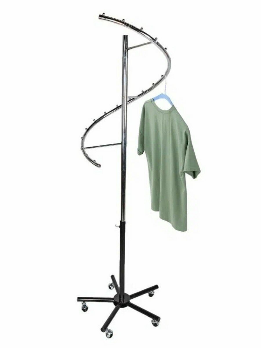 Вешало "Змейка" для одежды на колесах, Вешалка S-образная напольная для плечиков, Размер 1900х700 мм.