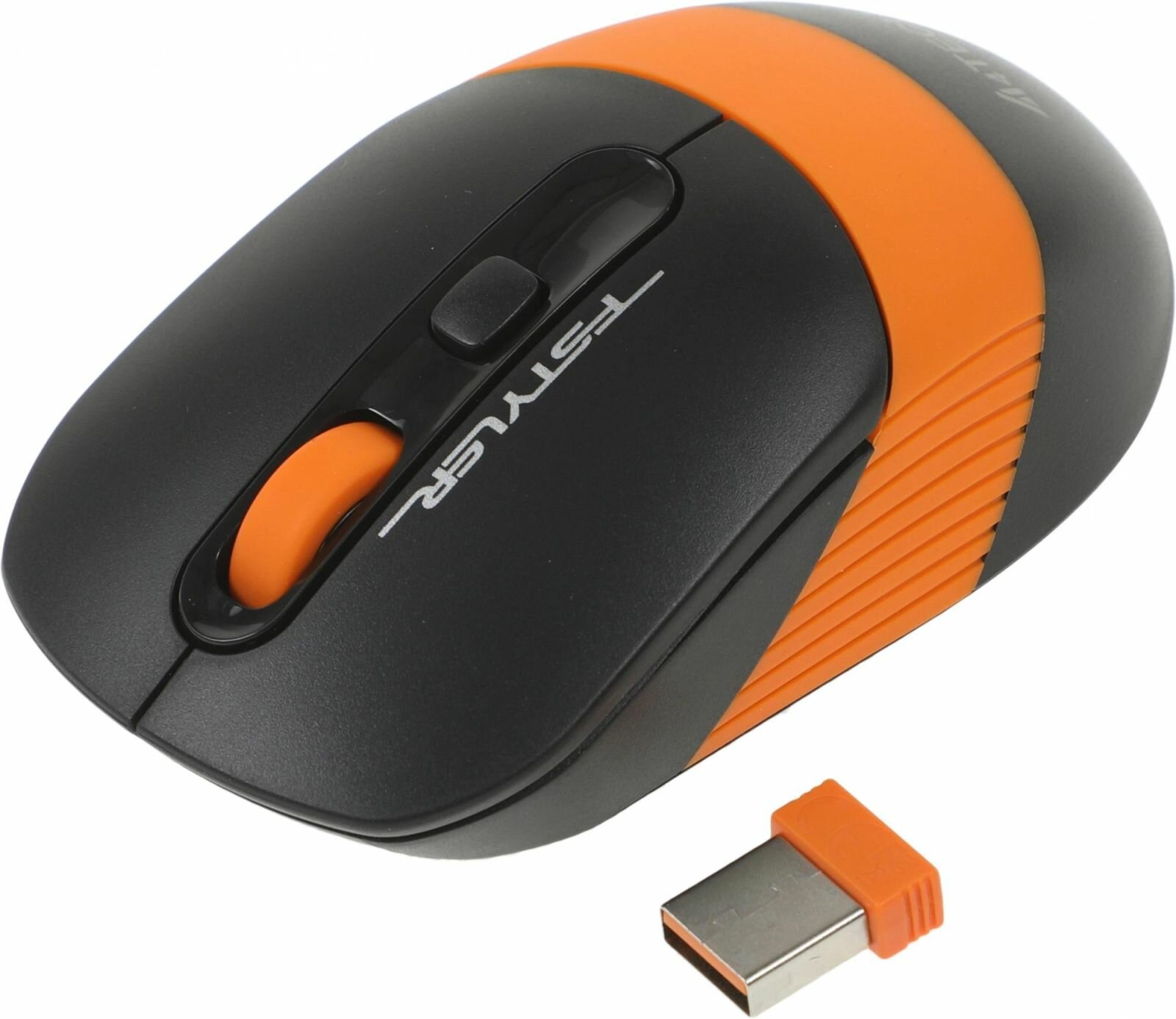 Мышь компьютерная A4Tech Fstyler Fg10s черный, оранжевый, оптическая 2000 dpi, silent, беспроводная USB для ноутбука, 4 кнопки (FG10S ORANGE)
