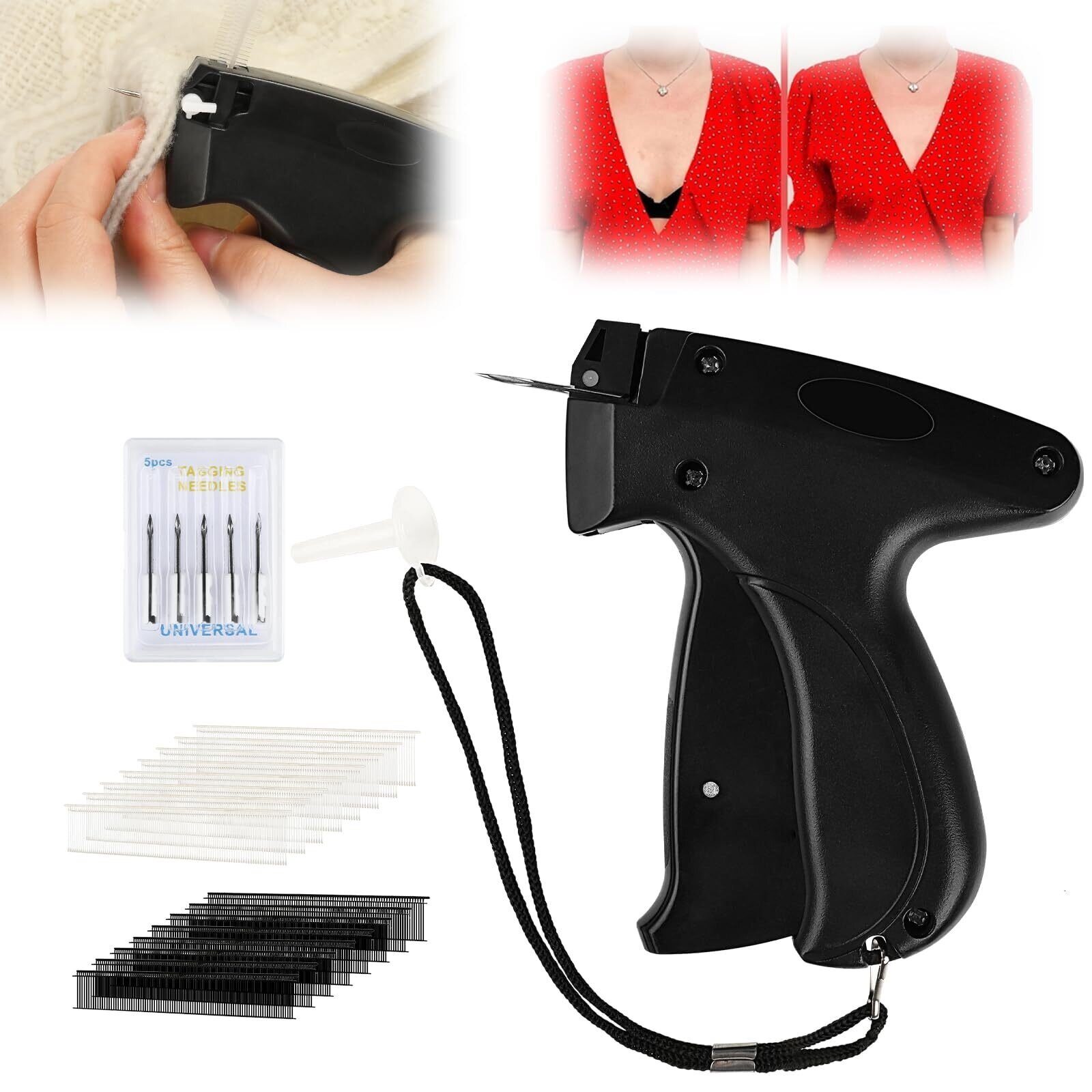 Melwod Stitchy Quick Clothing Fixer, Мини-пистолет для вышивания одежды, Пистолет для вышивания одежды, Пистолет для быстрого швейного подшивания, Пистолет для маркировки стежков одежды, Инструмент для вышивания с 2400 микрозастежками