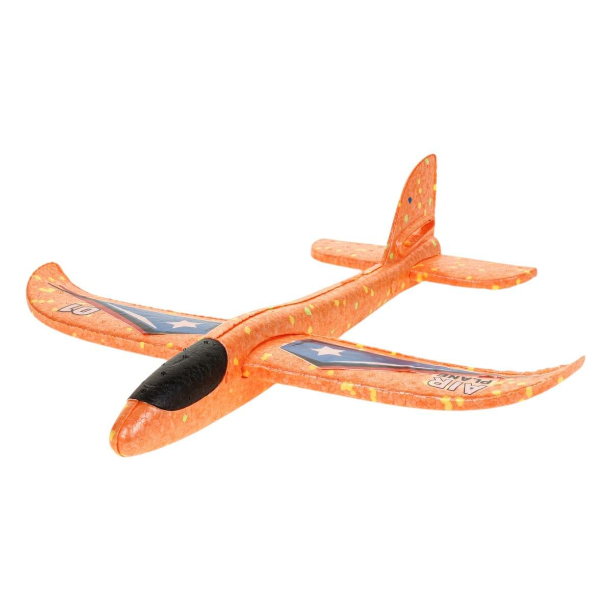 Самолет "Супербыстрый" 35х37 см из пенопласта, легкий планер для дальних полетов, разноцветный принт