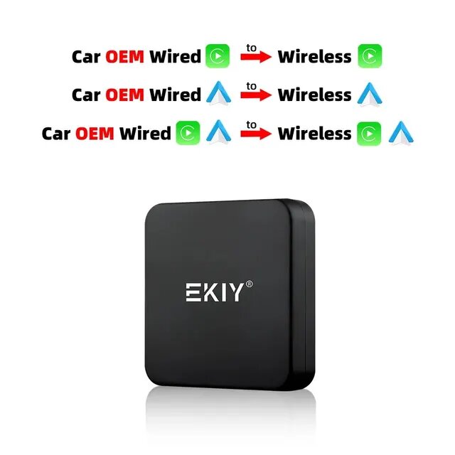 Беспроводной адаптер EKY 2-в-1 CarPlay, беспроводная автомобильная система Android с искусственным интеллектом, подходит для автомобилей с проводным CarPlay.