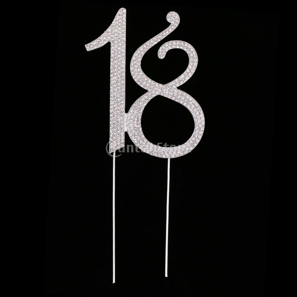 Декоративная цифра 18 для торта, блестящий топпер из страз д