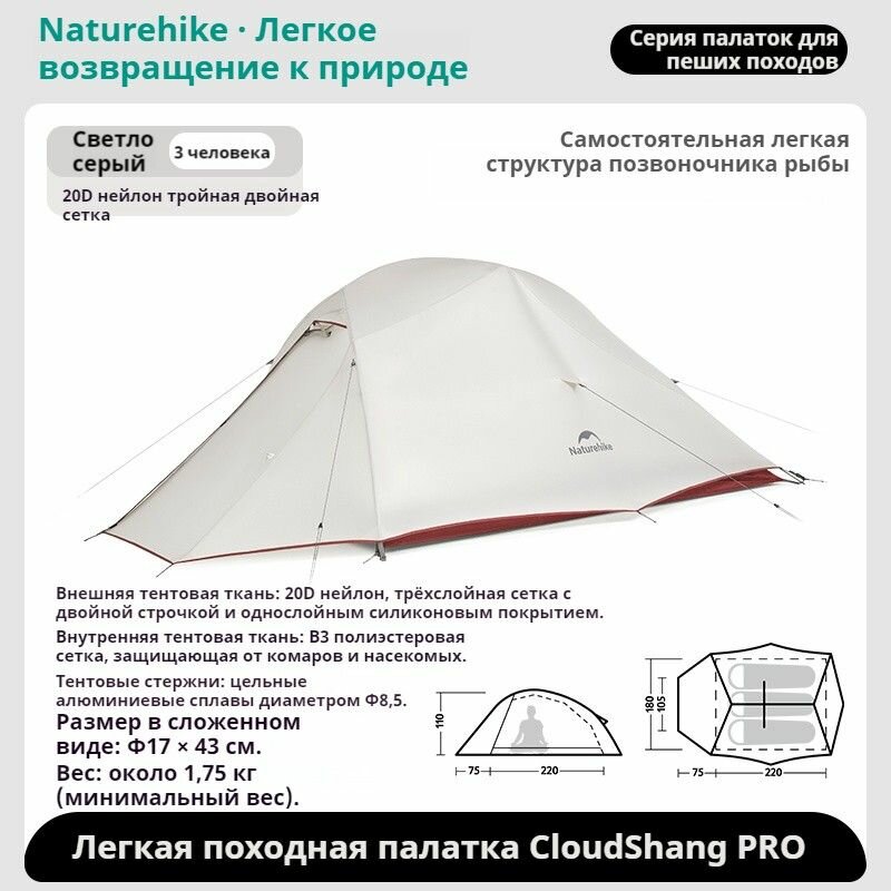 Naturehike Туристическая палатка на 1-3 человека CNK2350WS020