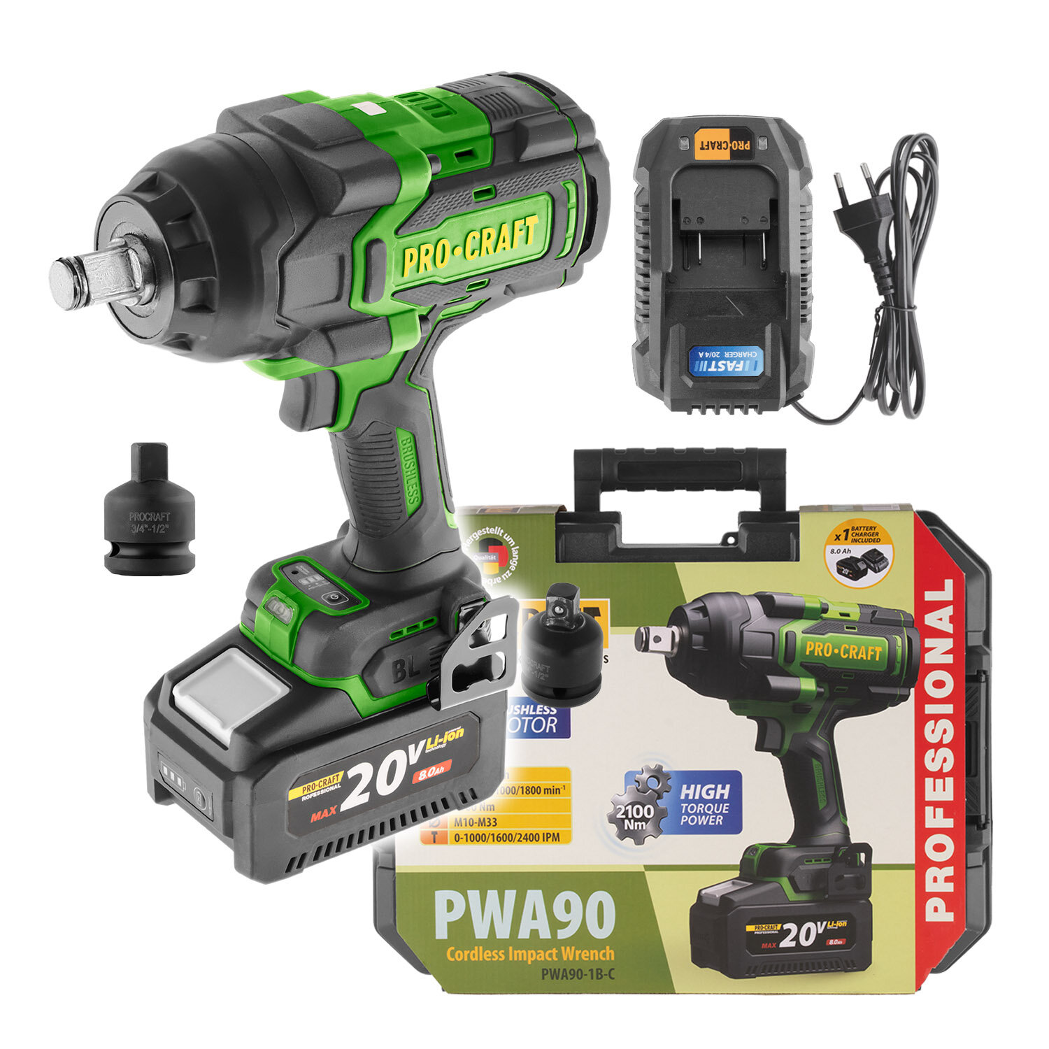 Аккумуляторный гайковерт Pro-Craft PWA90 (АКБ 8Ач.)