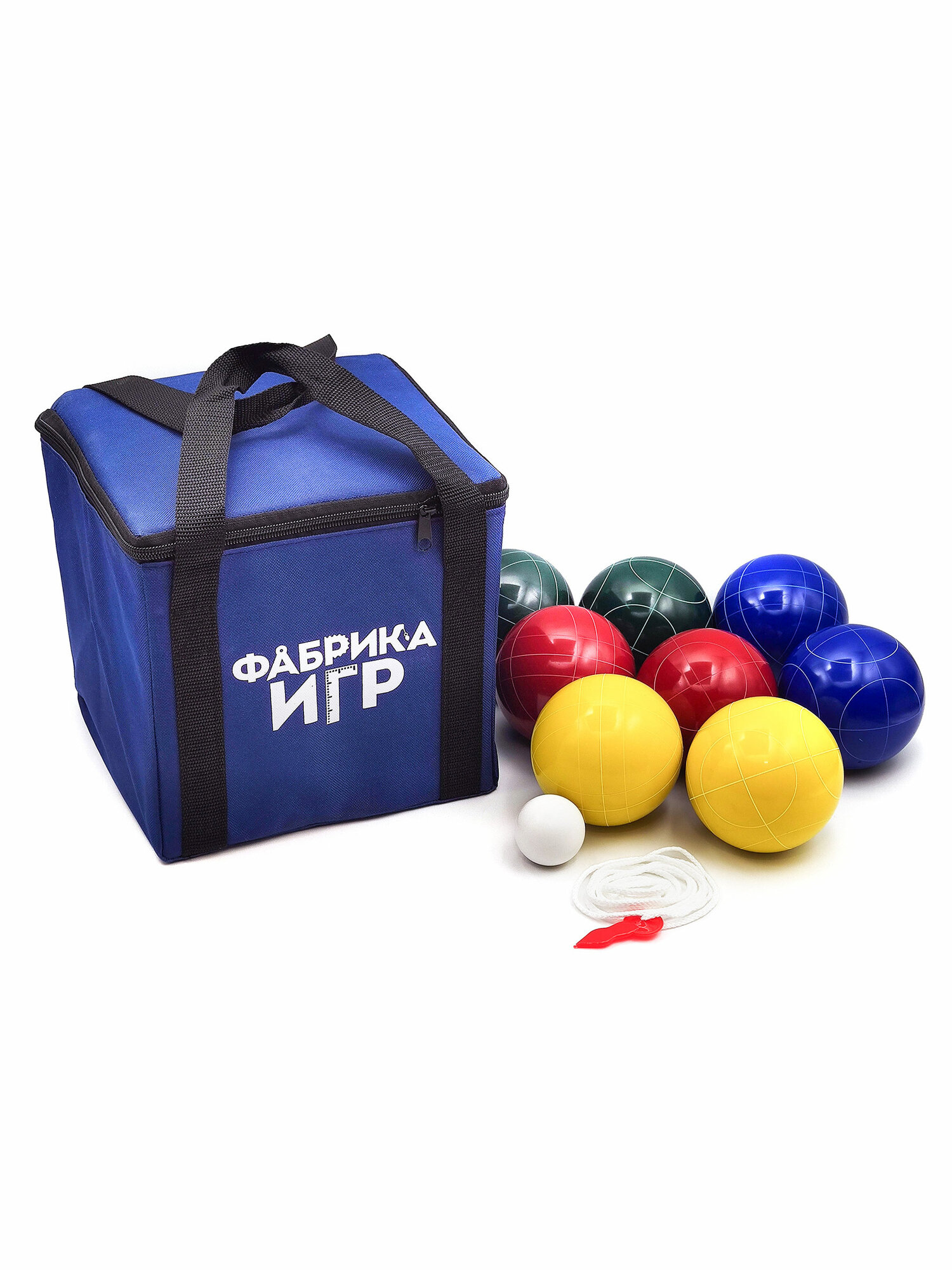 Петанк из смолы Фабрика Игр спортивная игра для улицы Бочча, 8 шаров 100 мм, глянцевые, разноцветные, в сумке
