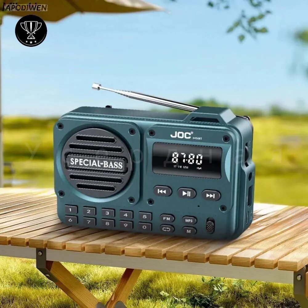 JOC H5681 оливковый - портативная магнитола с цифровым тюнером и FM-радио для дома и дачи