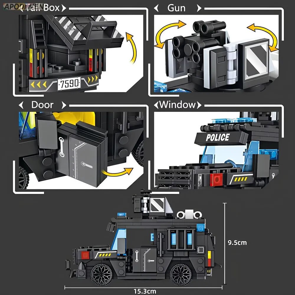 Конструктор Chaobao Спецназ SWAT Полицейский броневик (326 деталей) 7590 Фигурка Apodiwen черная — фото 1