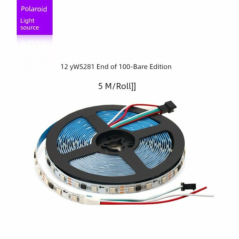 12V WS2811 Адресуемый RGB Светодиодный Шнур с Белой Основой и Открытым Платой, Рулон 5 м для Персонального Освещения