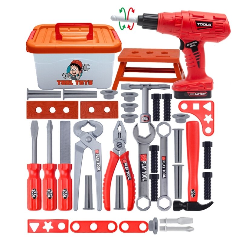 Реалистичный Ящик Для Инструментов, Игрушка, Наборы Строительных Инструментов, Игрушка Для Детей, Интерактивная Деятельность, Наборы Инструментов Для Ремонта Игрушек, Игрушка Для Мелкой Моторики