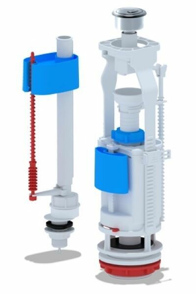 Арматура бачка Ани пласт WС3550С Эконом нижняя, двойная кнопка, хром