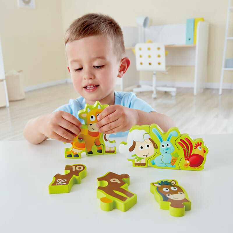 Hape 3D Пазл с числами и фермерскими животными для детей 3-6 лет Категория продукта：3D-пазл с числами и фермерскими
