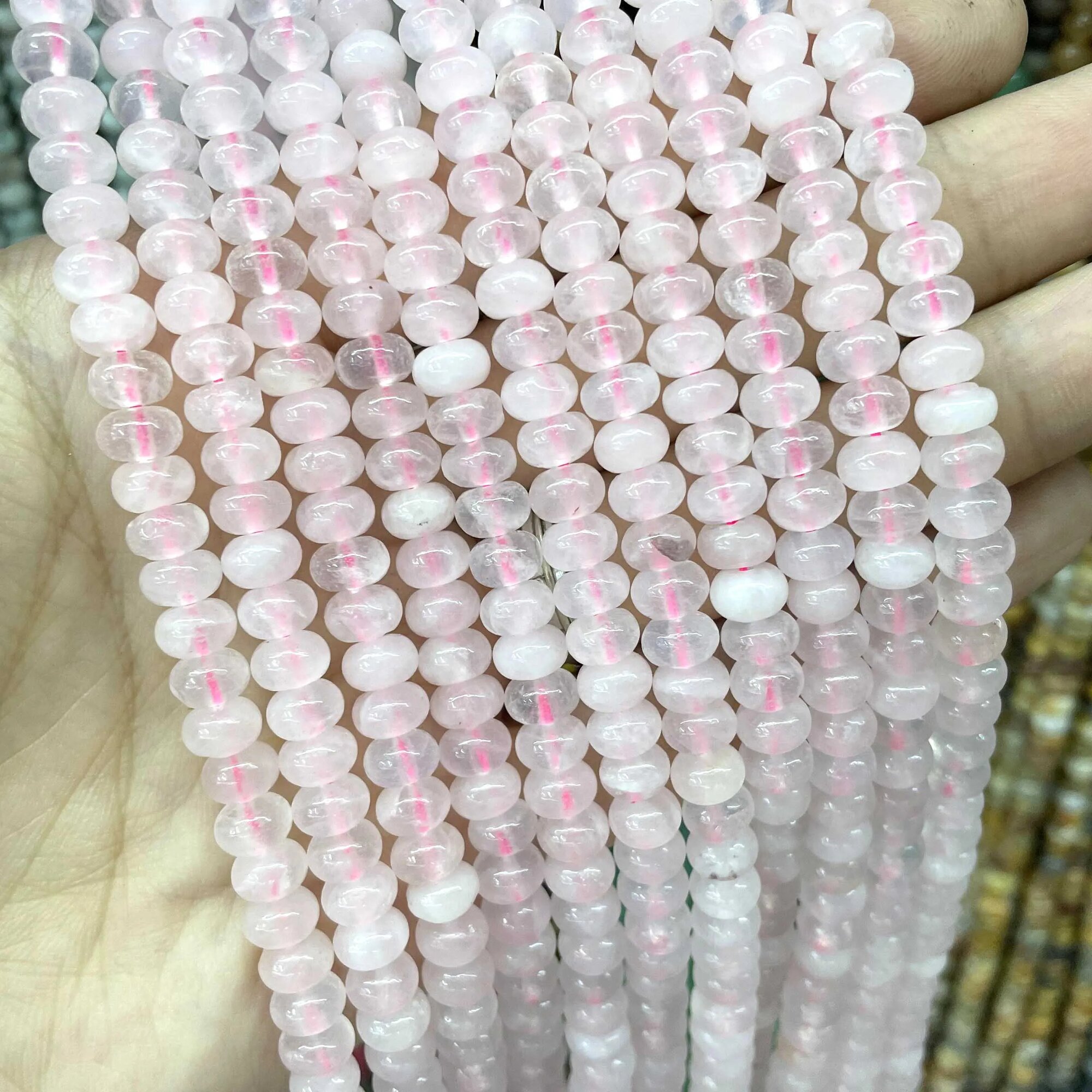 Распорки из натурального камня SYSRXLR 6-8 мм бирюза агат Розовый, 5X8MM about 35pcs, Pink Quartz