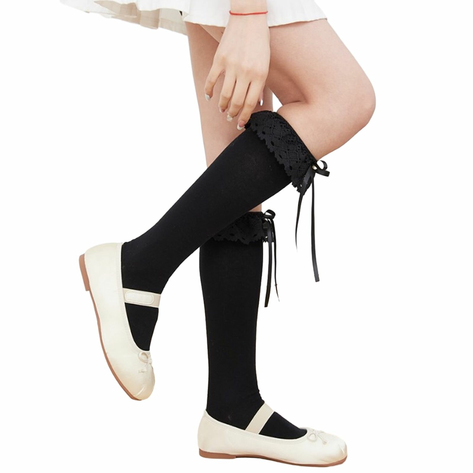 2 Шт балетные носки для девочек с бантиками и кружевным верхом