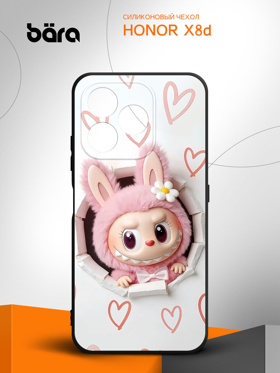 Чехол на Honor X8d/ Хонор Х8д накладка, защитный, силиконовый, черный, с принтом
