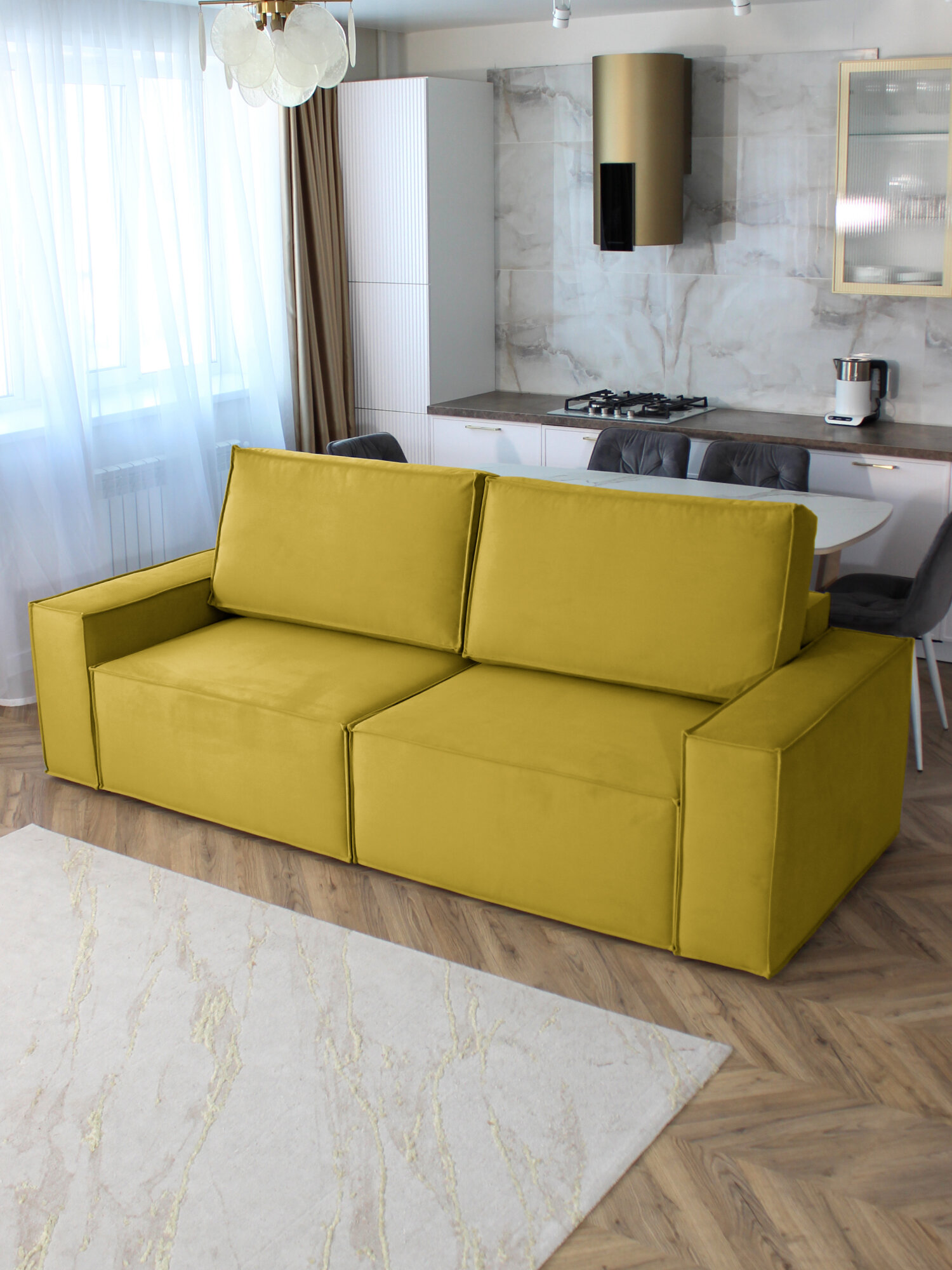 Диван-кровать Forrest Конер желтый, механизм выкатная Еврокнижка, 250х109х65 см