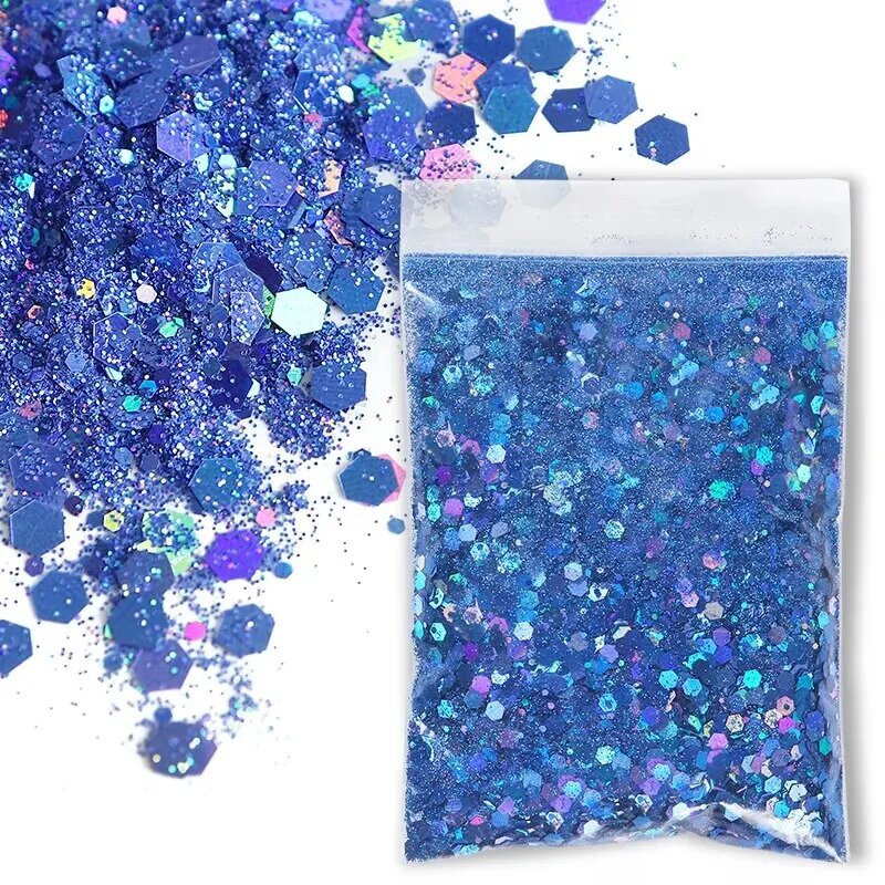 Голографический серебристый 3D-блеск для дизайна ногтей LB709